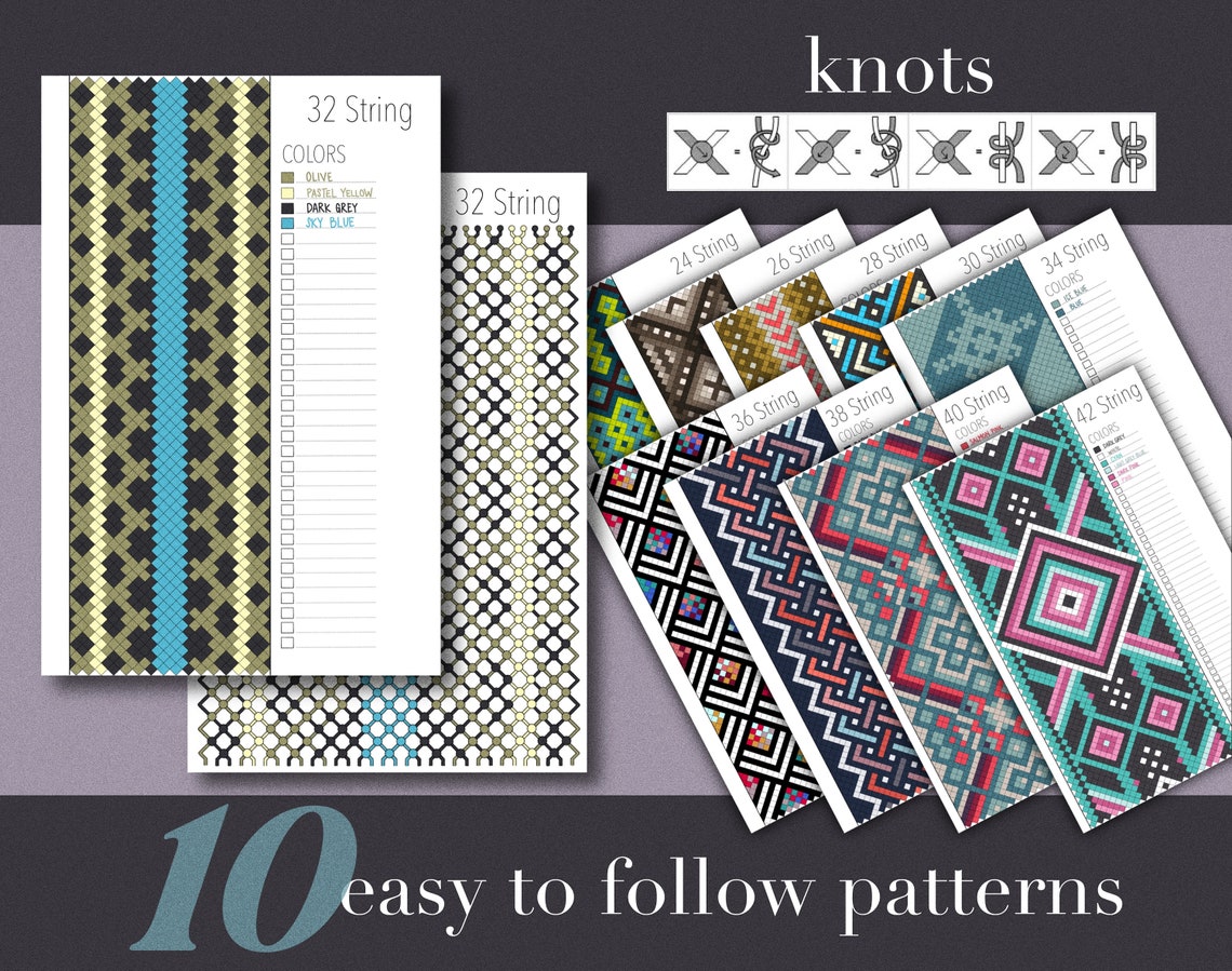 Friendship Bracelet Template Book 2 - Digital Download - More Woven ...