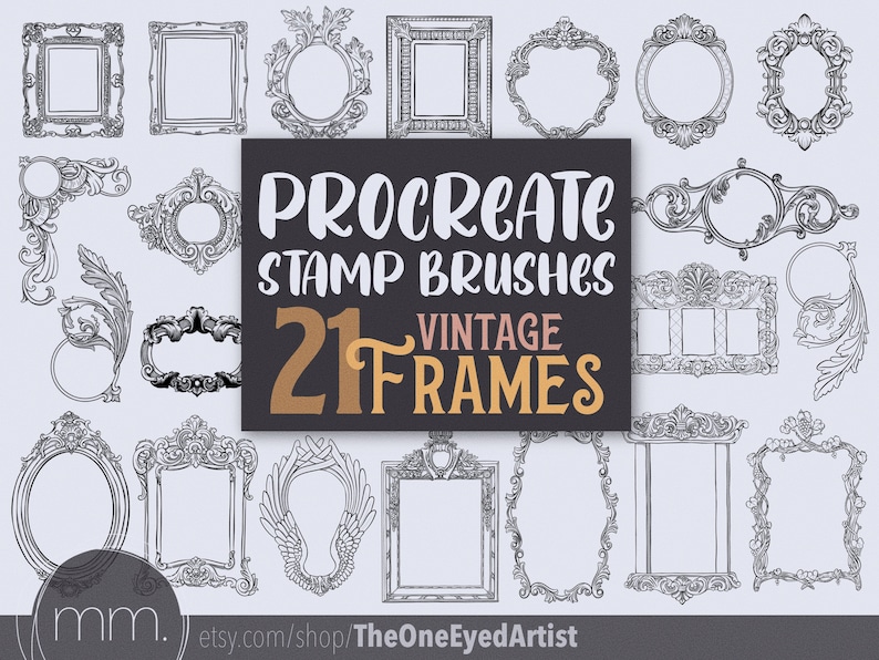 Procreate Stamp Brush Set 21 Vintage Frames - Etsy