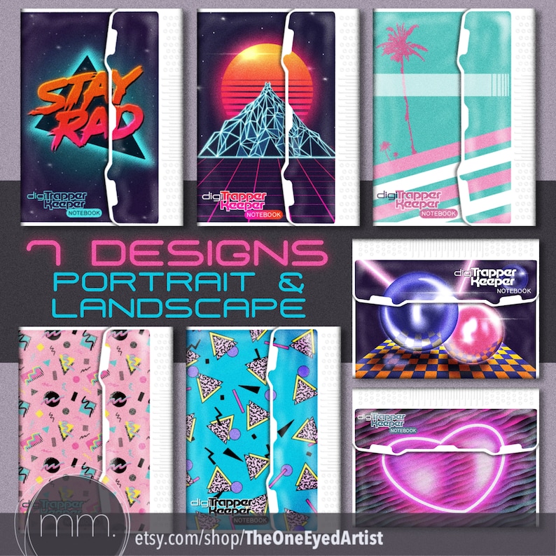 Digital Notebook Planner Retro Old School Trapper Keeper Covers - 80s ...