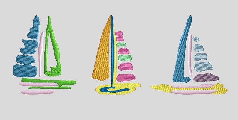 TBBC Inspired Watercolor Sailboat Design - Heavy Fill Stitch - Nautical ...