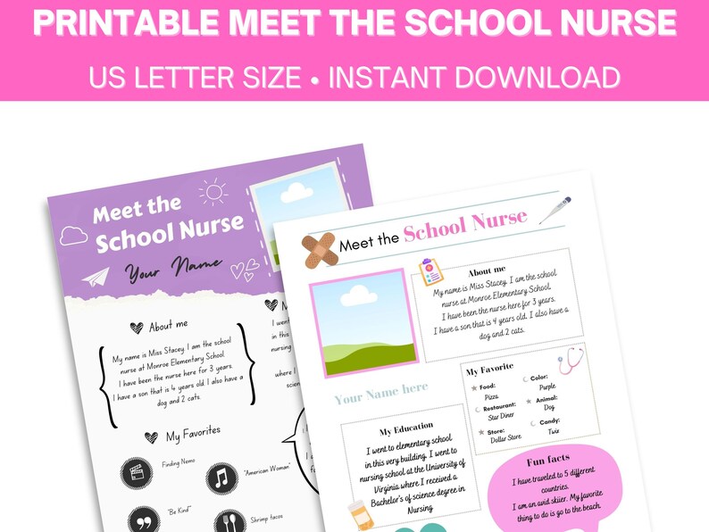 Meet the School Nurse Printable - Etsy