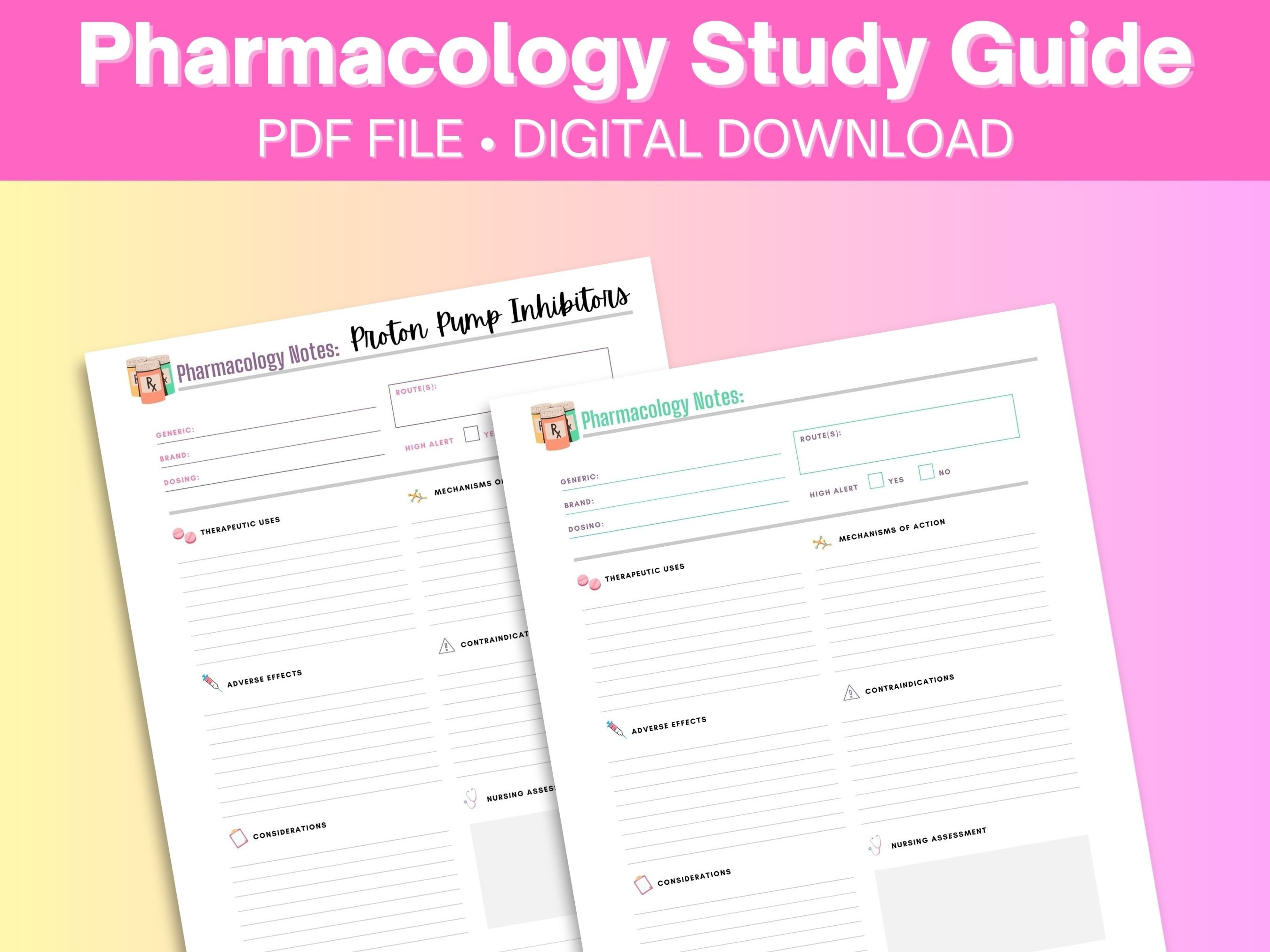 Printable Pharmacology Notes Bundle, Nursing School, Study Guide ...
