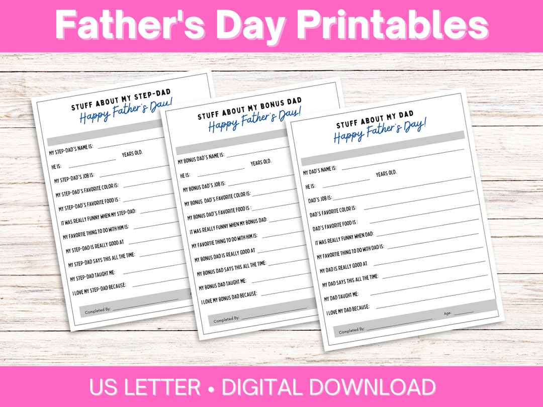 Father's Day Questionaire Printable for Kids - Etsy
