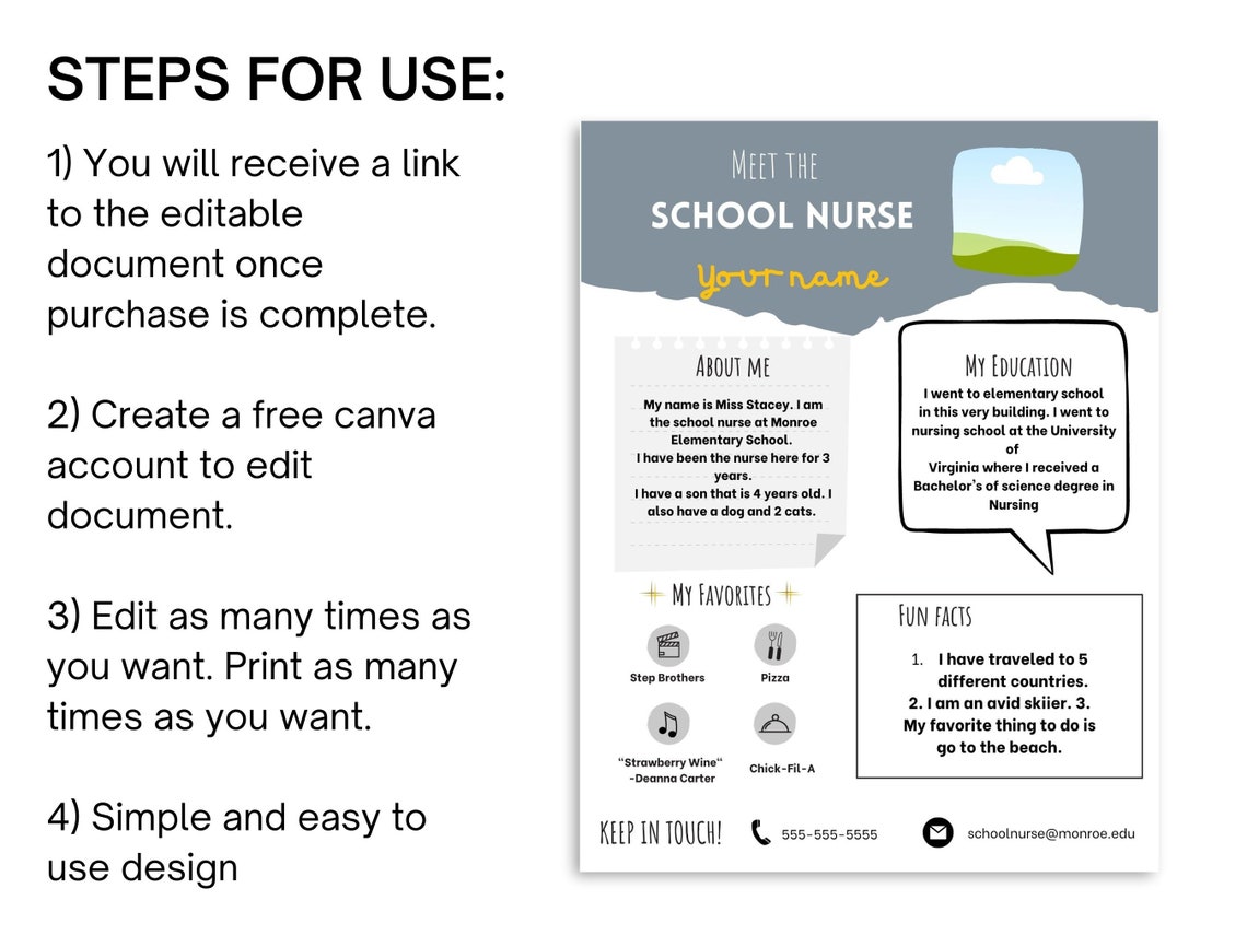 Meet the School Nurse Printable - Etsy