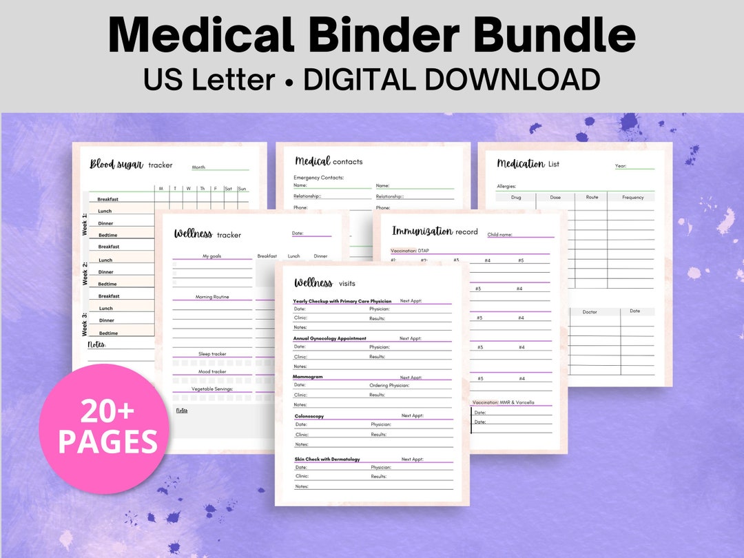 Medical Binder Bundle-health History, Chronic Illness, Appointments ...