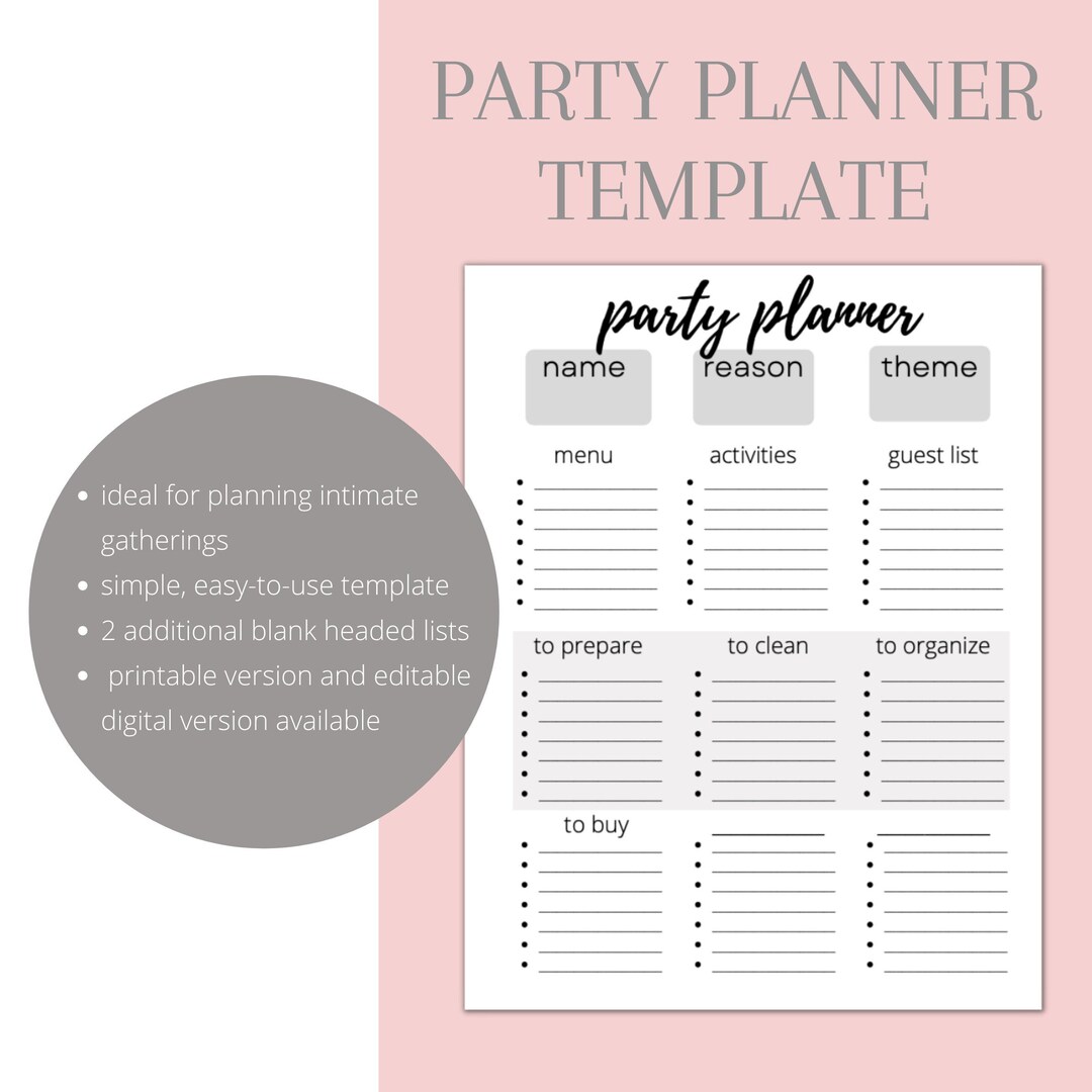 Simple Gathering Party Planner (printable) - Etsy