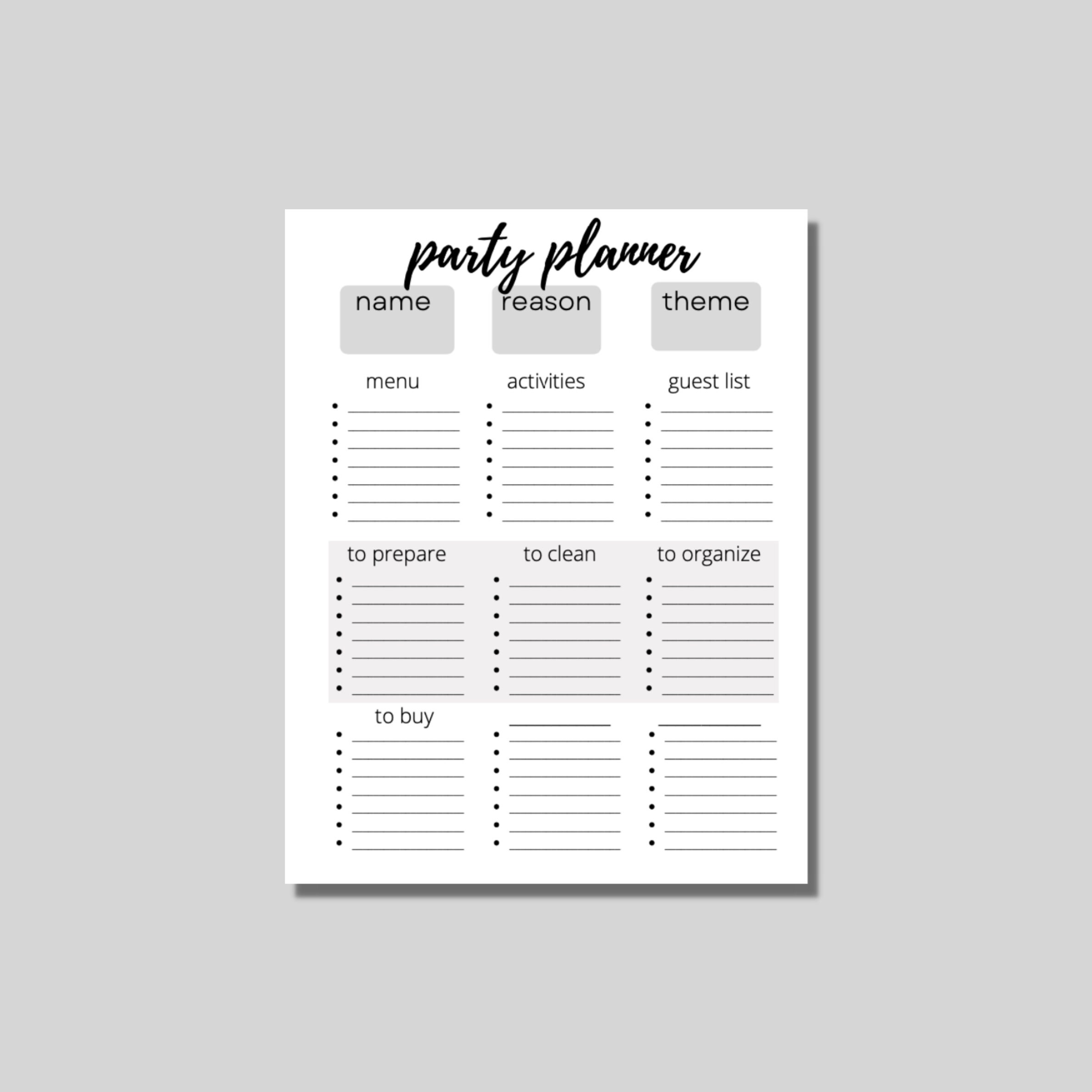 Simple Gathering Party Planner printable - Etsy