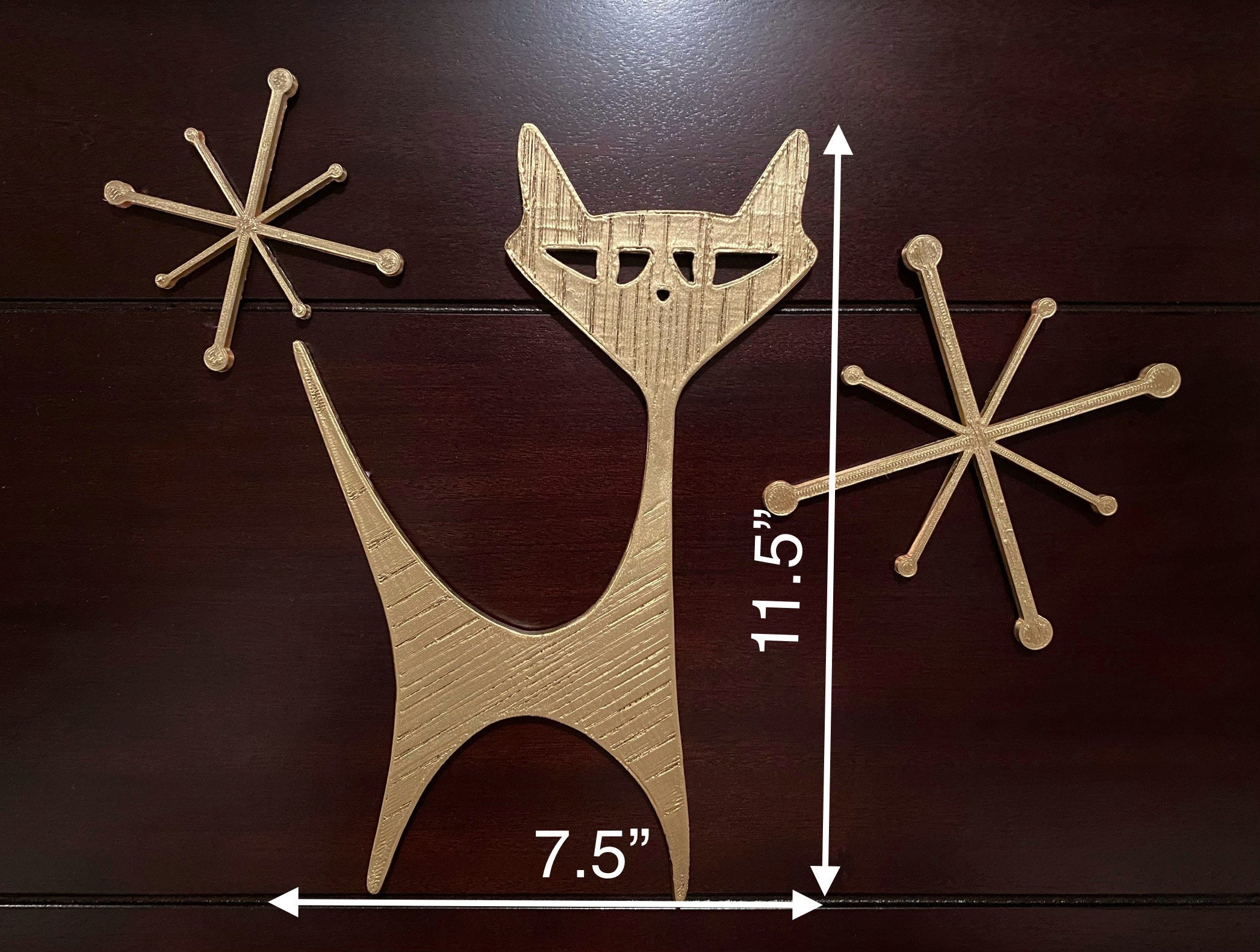 Mid Century Modern Atomic Cat With Starburst - 3D Printed and Painted ...