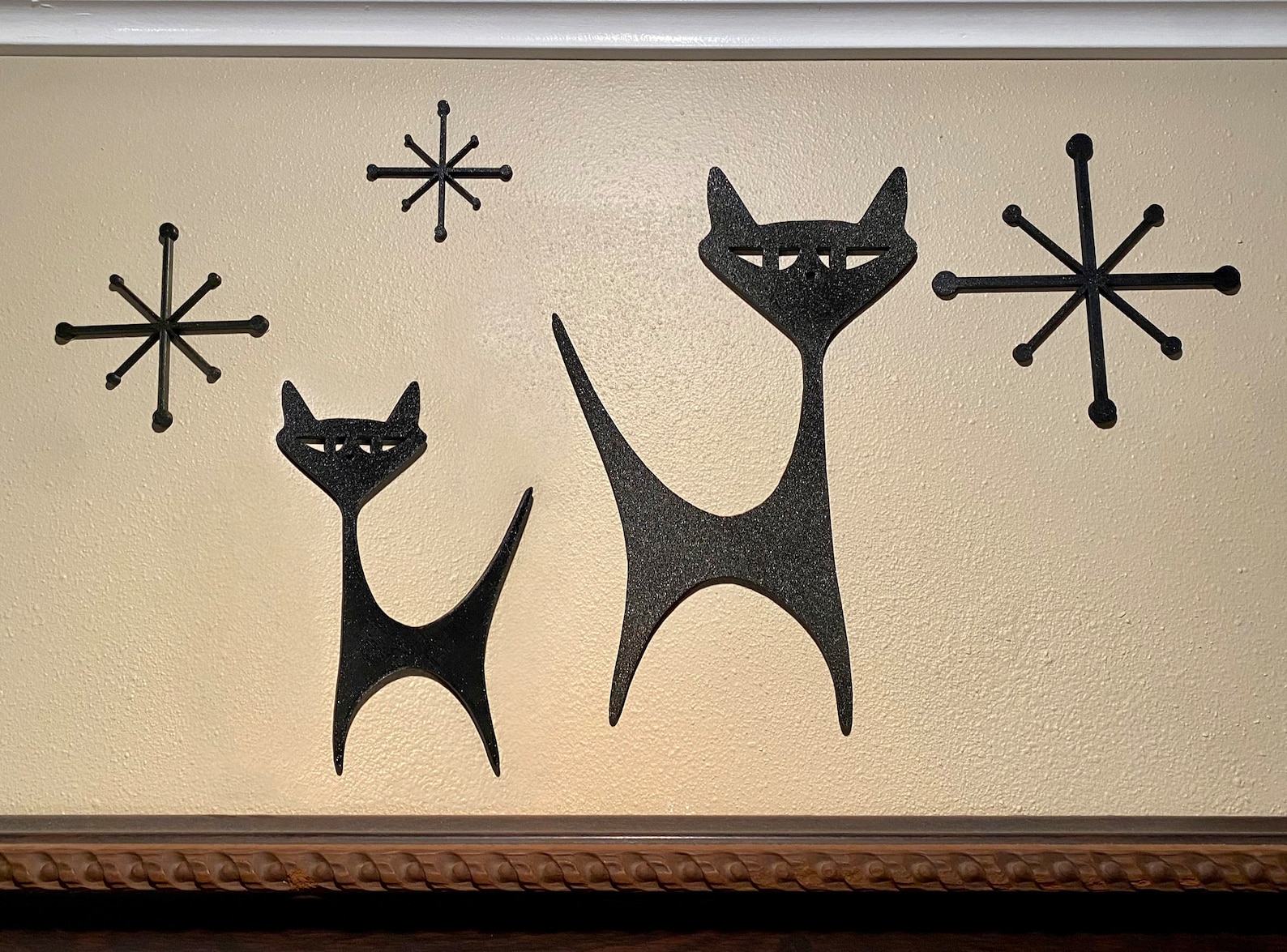Mid Century Modern Atomic Cats Big Cat Small Cat Family W/ Starbursts ...