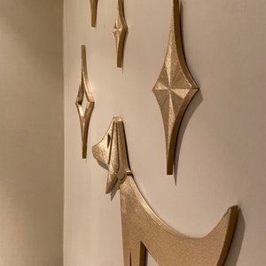 Mid Century Modern Atomic Dog With Set of 4 Eames Style Starbursts - 3D ...