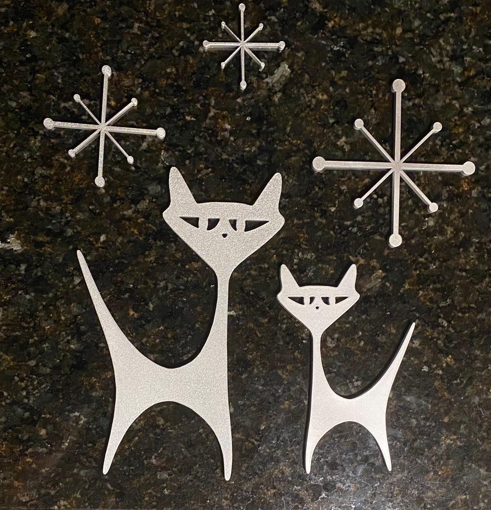 Mid Century Modern Atomic Cats Big Cat Small Cat Family W/ Starbursts ...