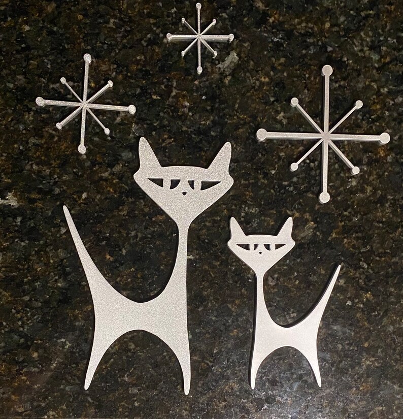 Mid Century Modern Atomic Cats Big Cat Small Cat Family With - Etsy