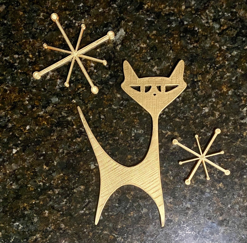 Mid Century Modern Atomic Cat With Starburst 3D Printed and | Etsy