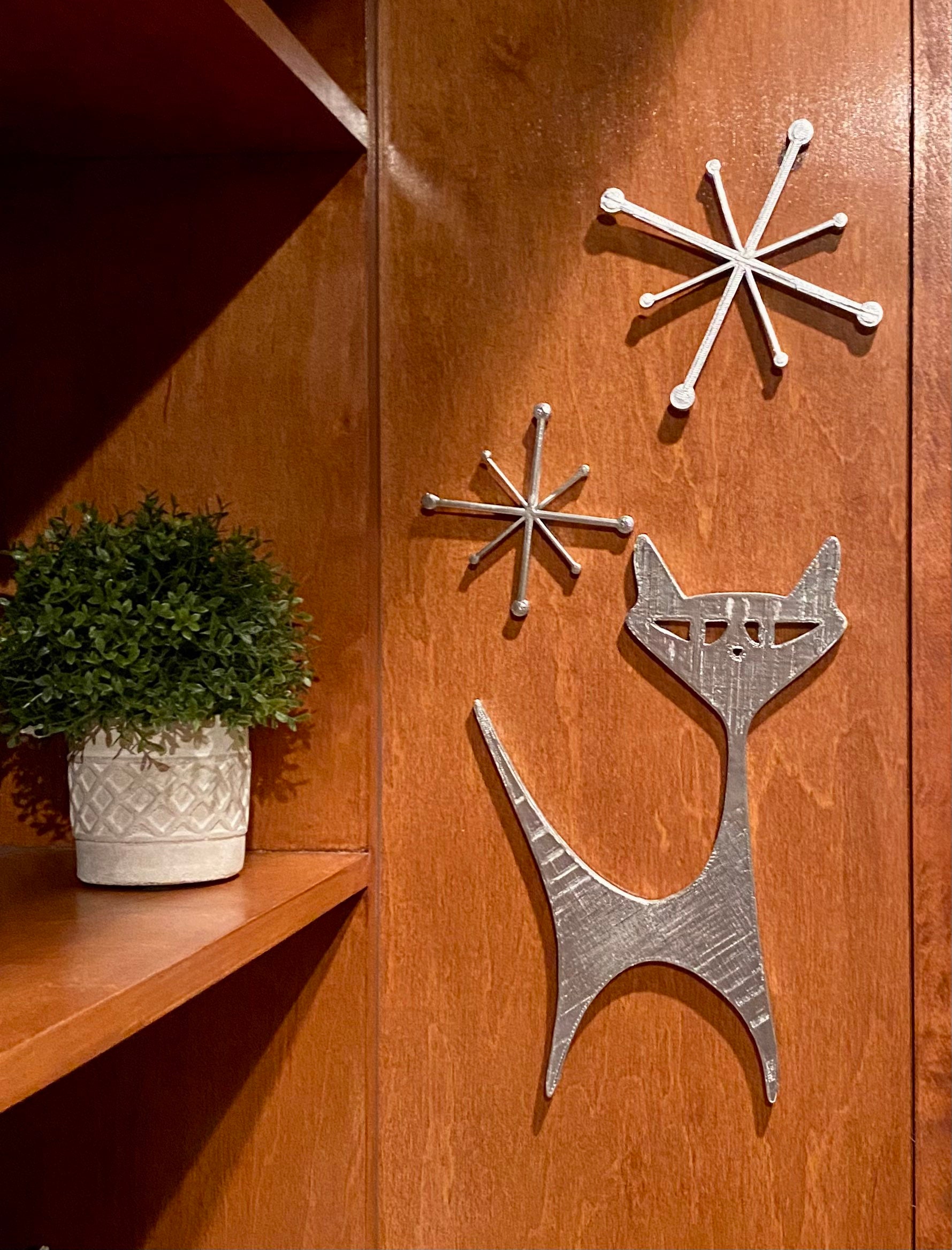 Mid Century Modern Atomic Cat With Starburst 3D Printed and - Etsy