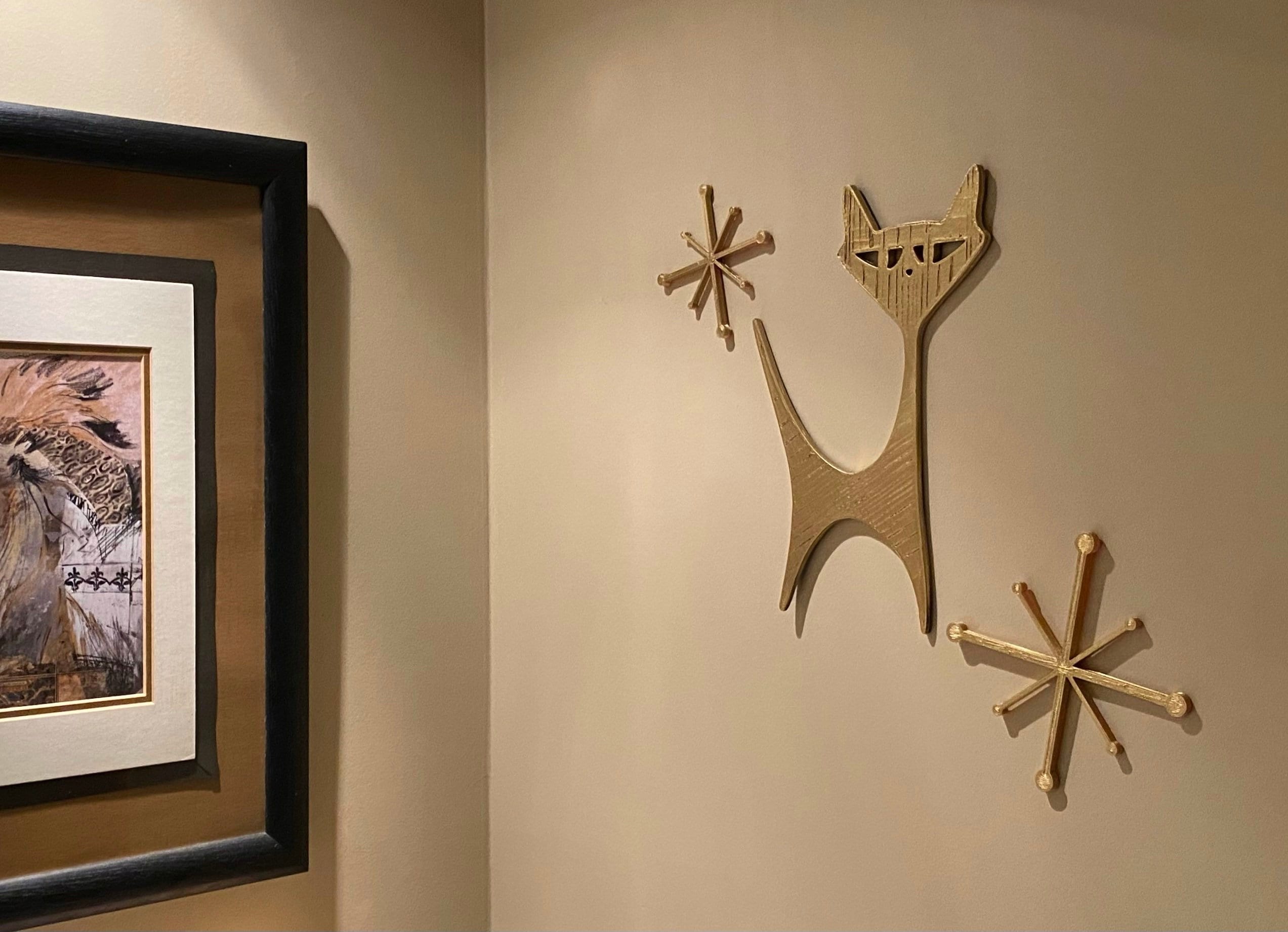 Mid Century Modern Atomic Cat With Starburst - 3D Printed and Painted ...