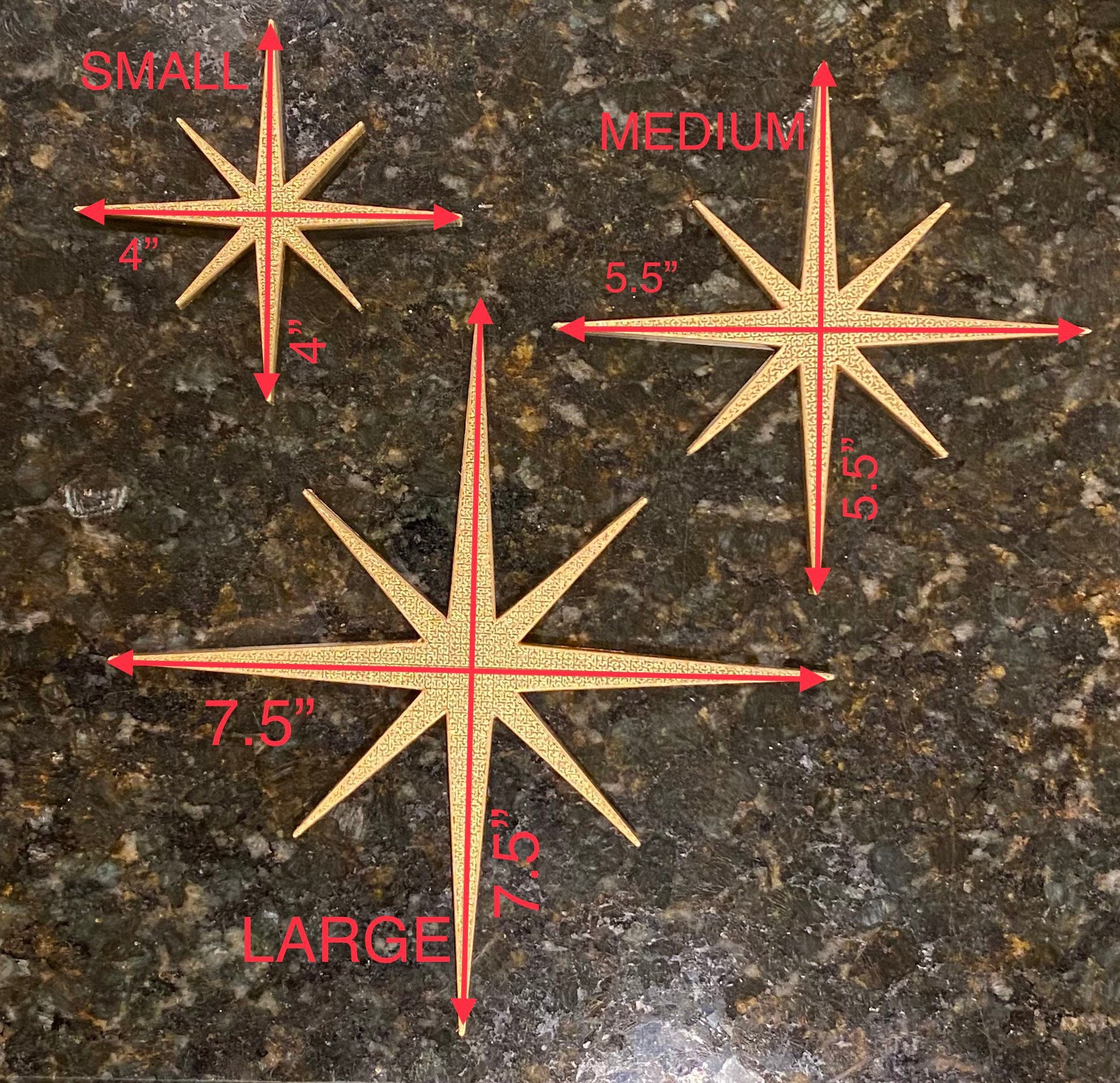 Pointed Atomic Stars Mid Century Modern Style 3D Printed - Etsy