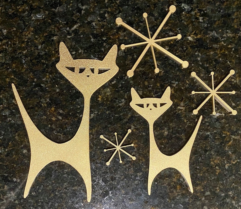 Mid Century Modern Atomic Cats Big Cat Small Cat Family With - Etsy