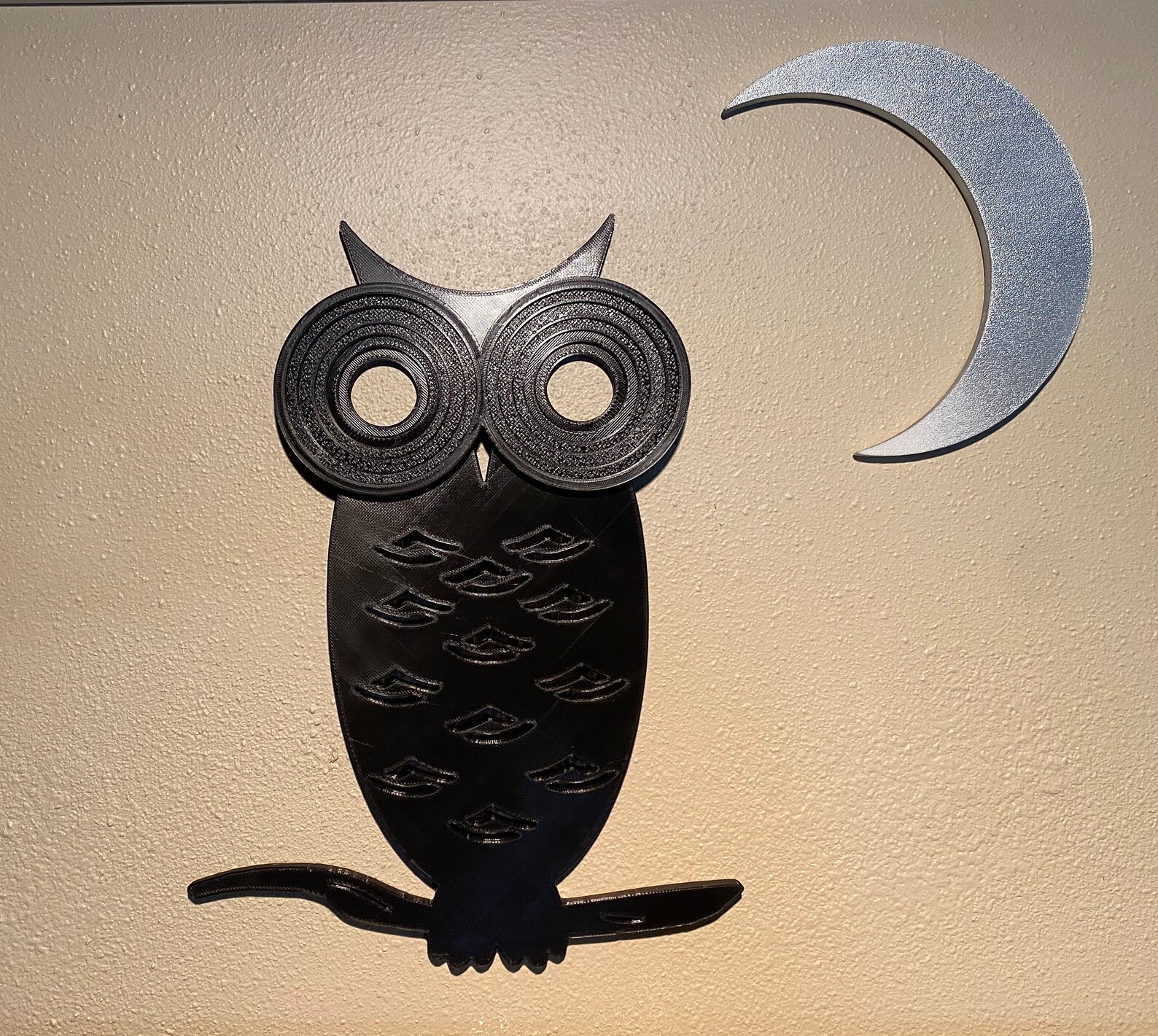 Mid Century Modern Owl With Moon and Elongated Starbursts 3D - Etsy