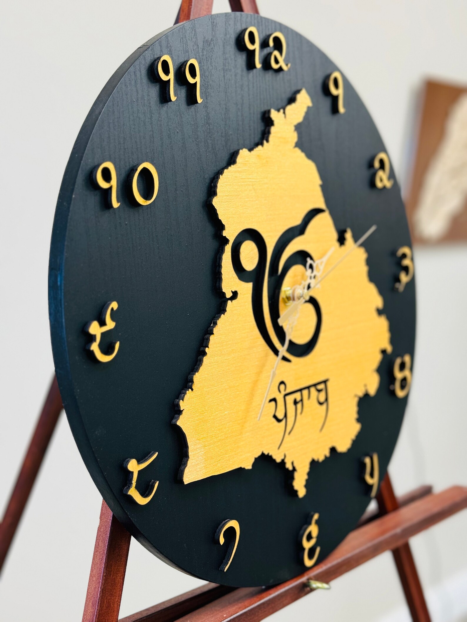 3D Wooden Clock With Punjabi Numbers and Punjab Map Wall Hanging - Etsy