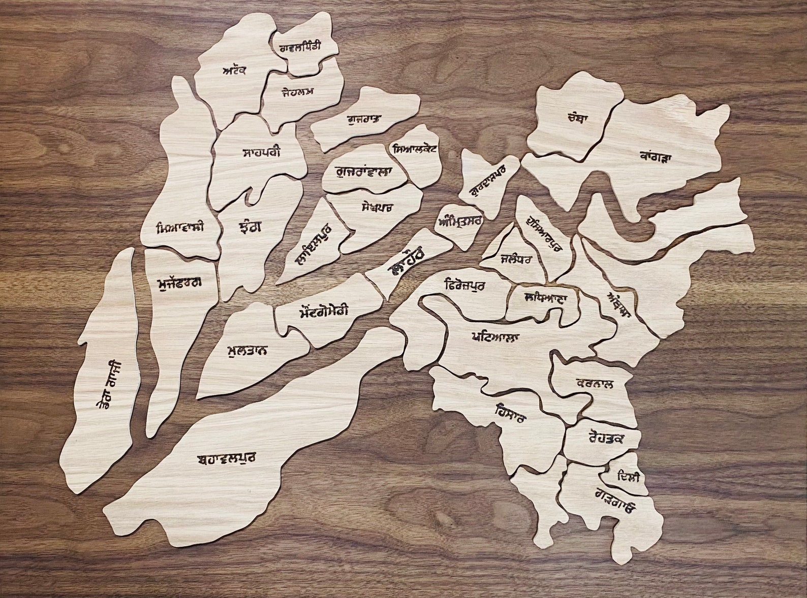 Handcrafted Wooden Map of Punjab 1941 | Etsy