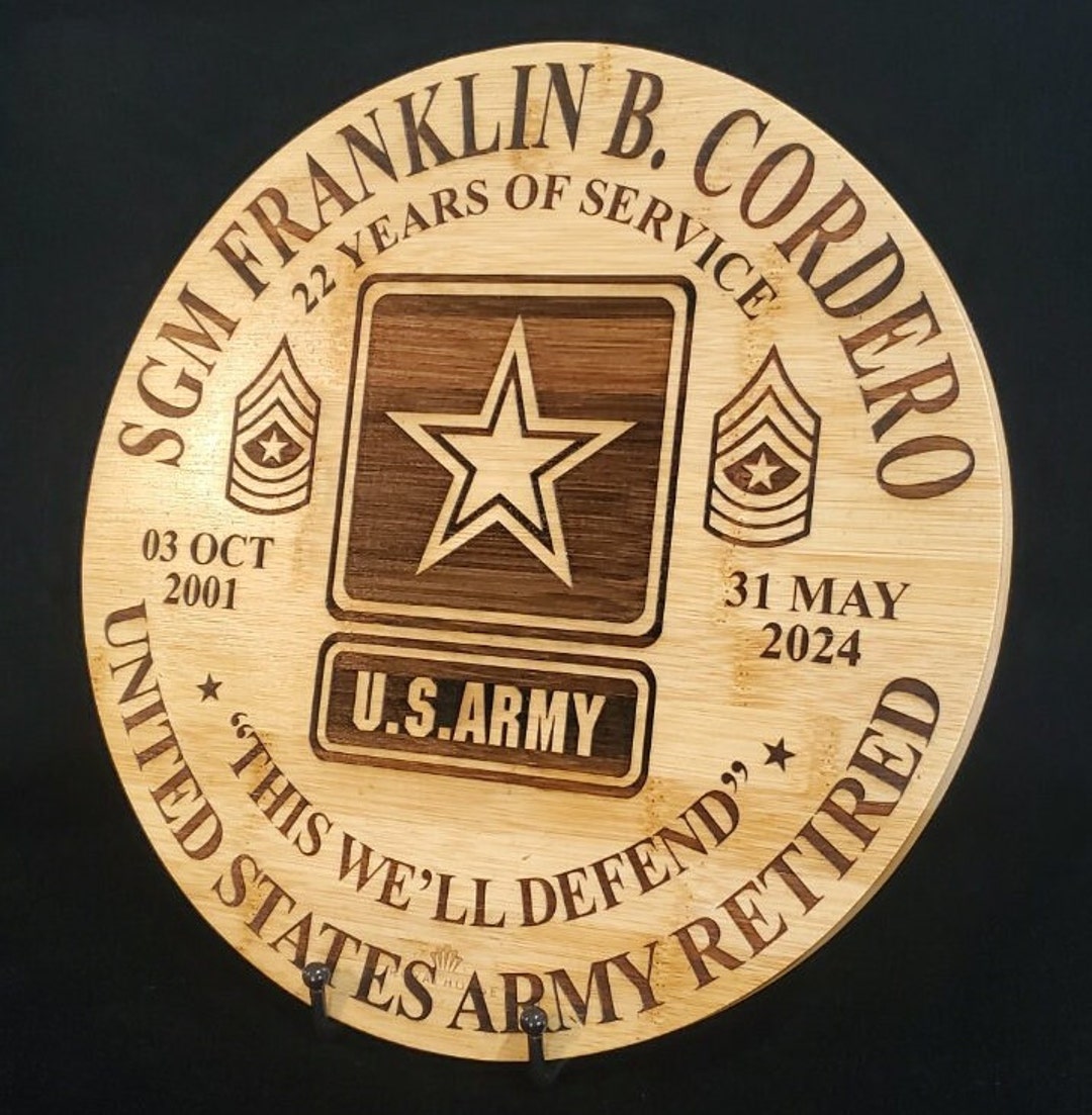 U.S Army Retirement Laser Engraved Display - Etsy