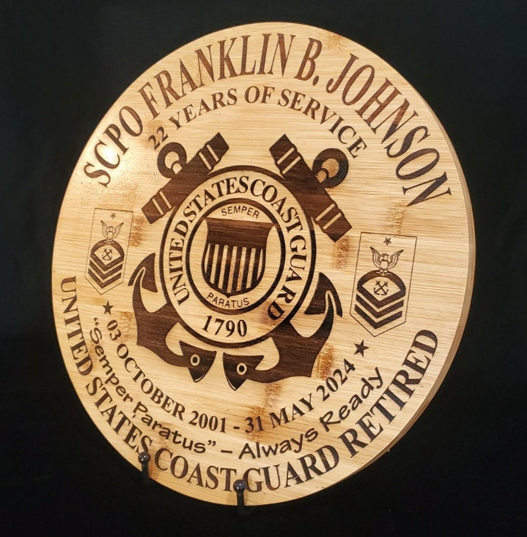 U.S Coast Guard Retirement Laser Engraved Display - Etsy
