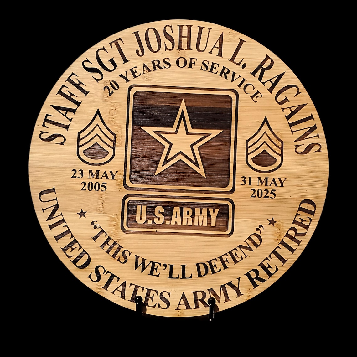 U.S Army Retirement Laser Engraved Display - Etsy