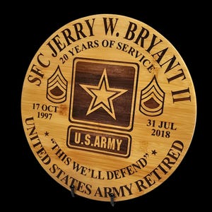 U.S Army Retirement Laser Engraved Display - Etsy
