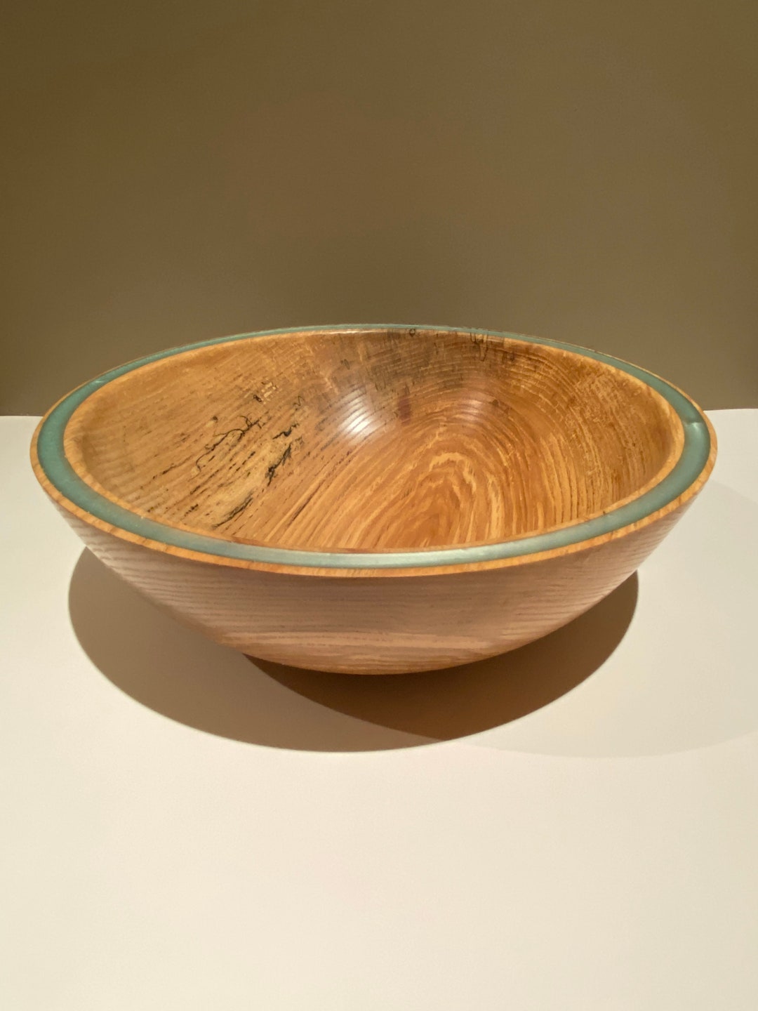 Large Ash Bowl With Sage Green Epoxy Rim - Etsy