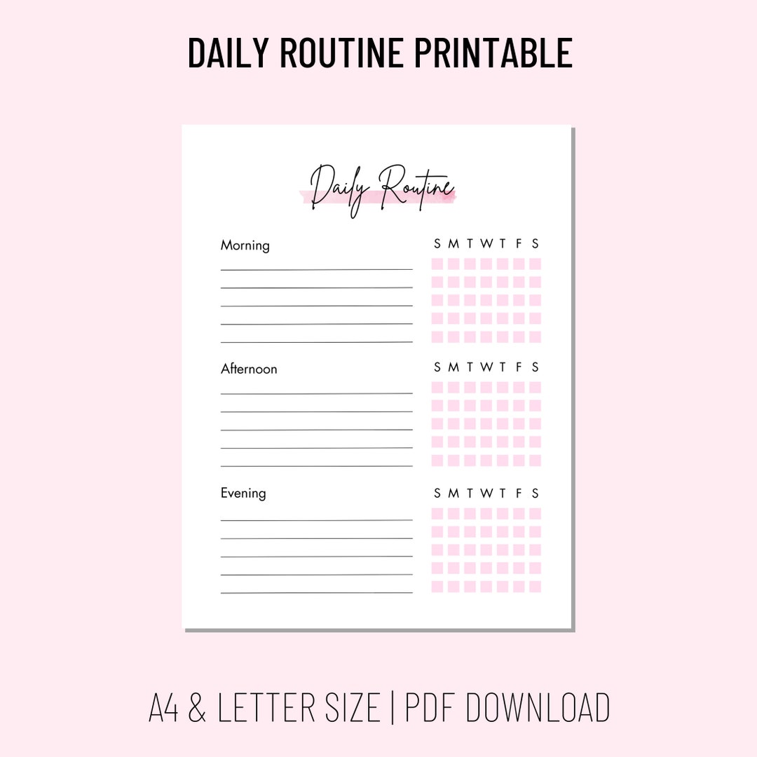 Cute Daily Routine Printable Daily Habit Tracker Morning, Afternoon and ...
