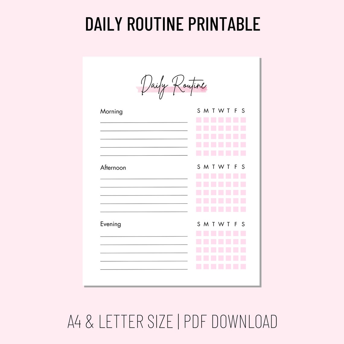 Cute Daily Routine Printable Daily Habit Tracker Morning, Afternoon and ...