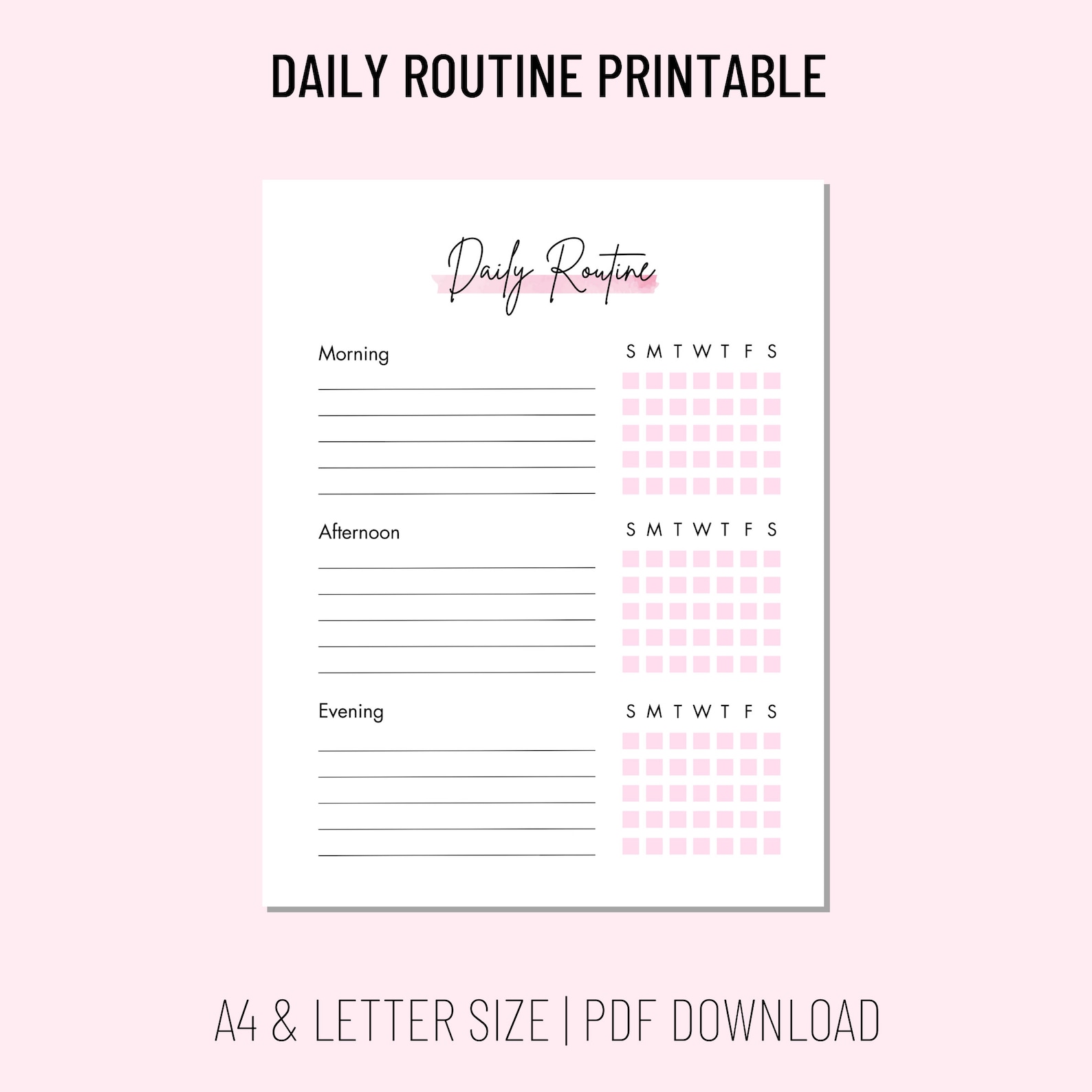 Cute Daily Routine Printable Daily Habit Tracker Morning, Afternoon and ...