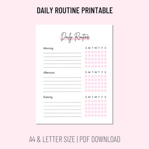 Cute Daily Routine Printable Daily Habit Tracker Morning, Afternoon and ...