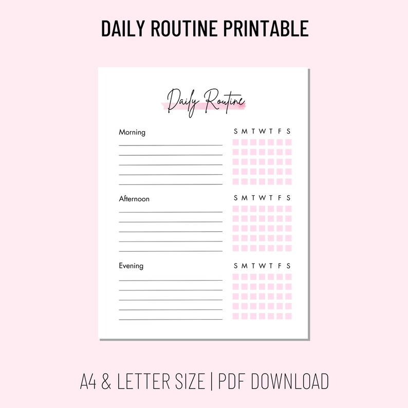 Cute Daily Routine Printable Daily Habit Tracker Morning, Afternoon and ...