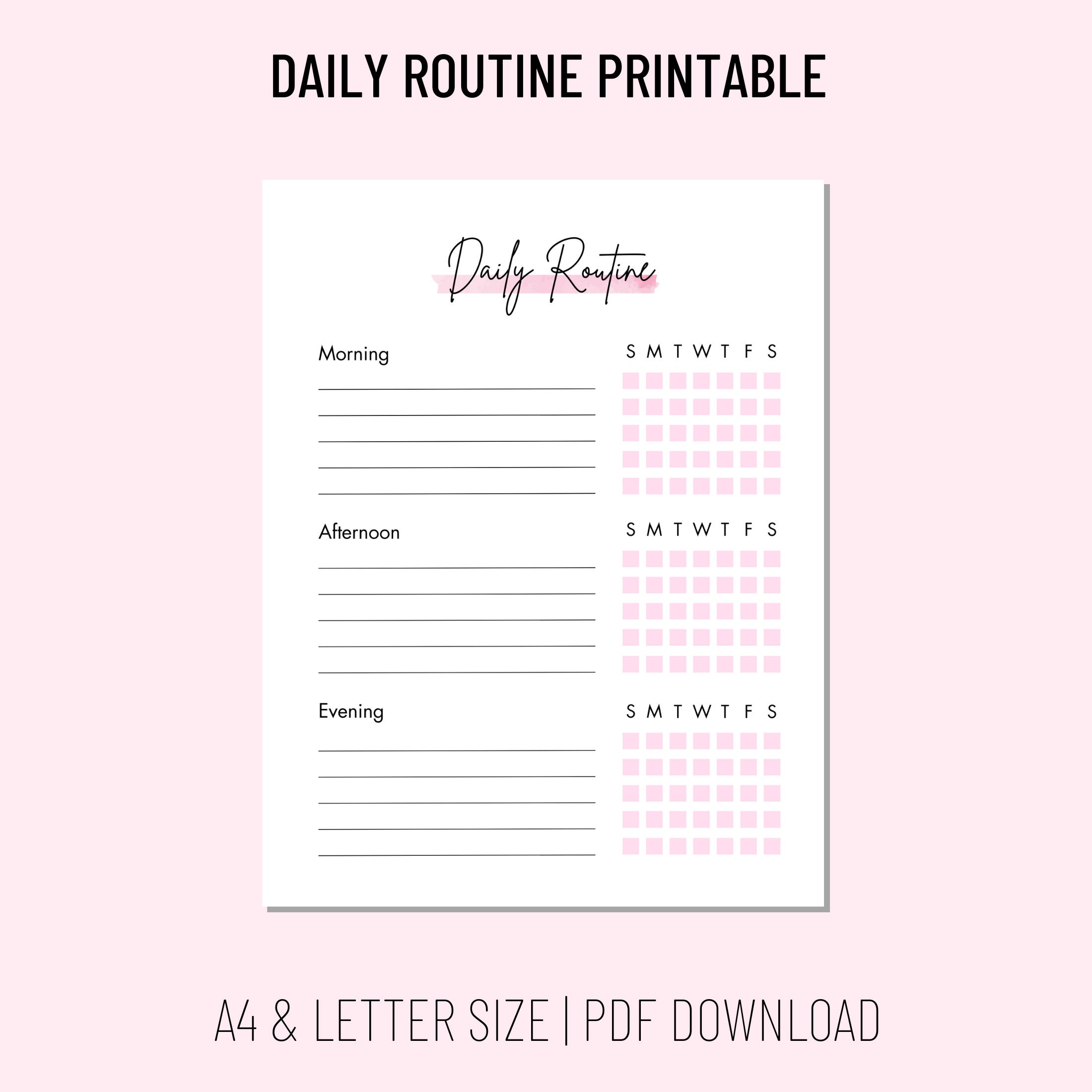 Cute Daily Routine Printable Daily Habit Tracker Morning, Afternoon and ...