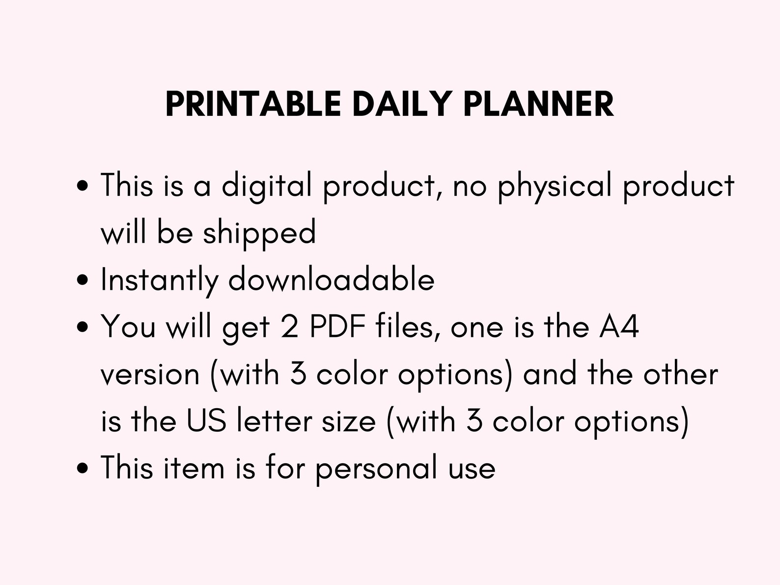 Printable Daily Planner Daily Schedule 3 Color Options - Etsy