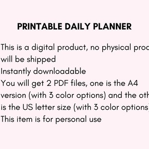 Printable Daily Planner Daily Schedule 3 Color Options - Etsy