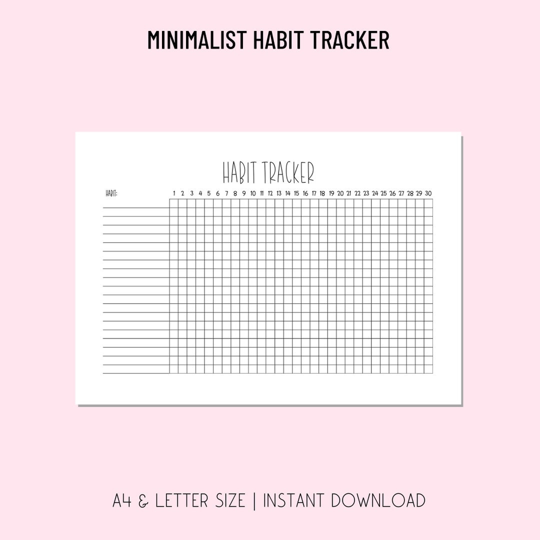 Minimalist Habit Tracker Printable monthly Habit Tracker Horizontal ...