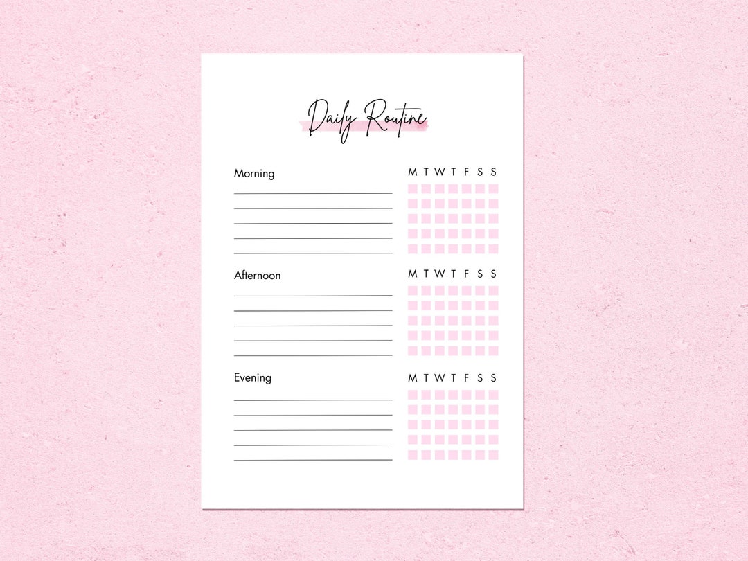 Cute Daily Routine Printable Daily Habit Tracker Morning, Afternoon and ...
