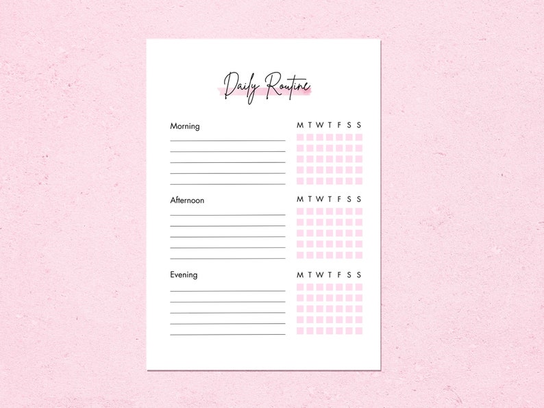 Cute Daily Routine Printable Daily Habit Tracker Morning, Afternoon and ...