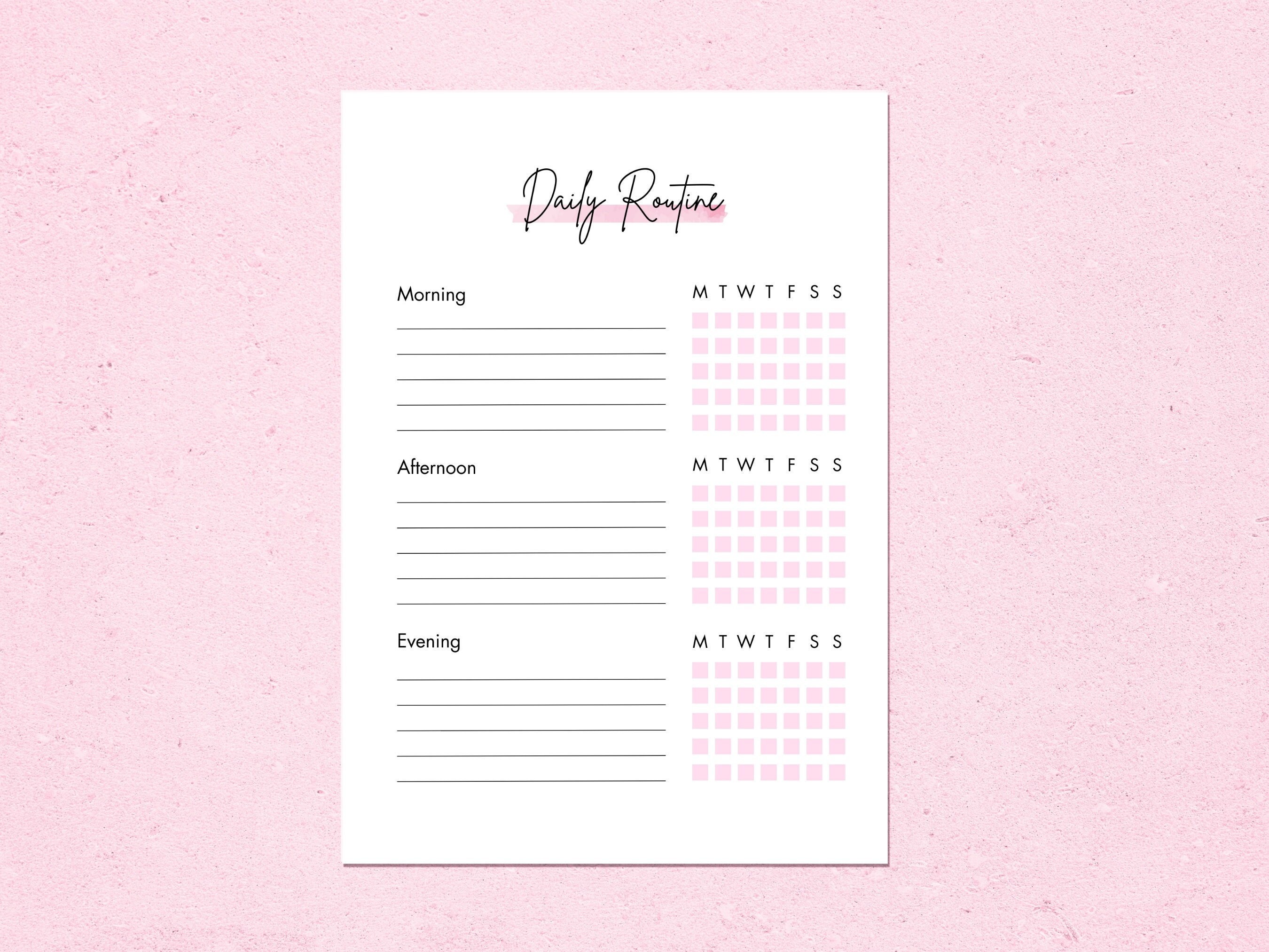 Cute Daily Routine Printable Daily Habit Tracker Morning, Afternoon and ...