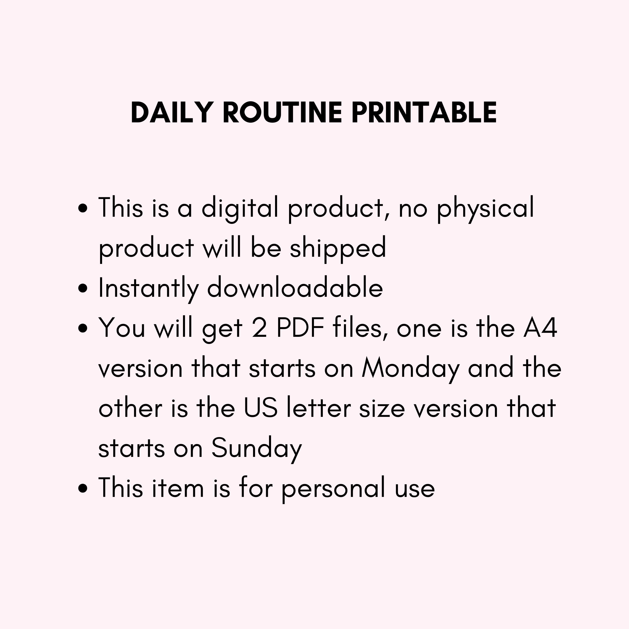 Cute Daily Routine Printable Daily Habit Tracker Morning, Afternoon and ...