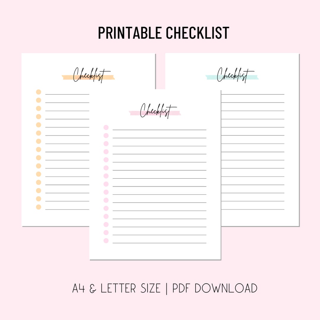 Printable Checklist To-do List Printable Daily Tracker Planner ...