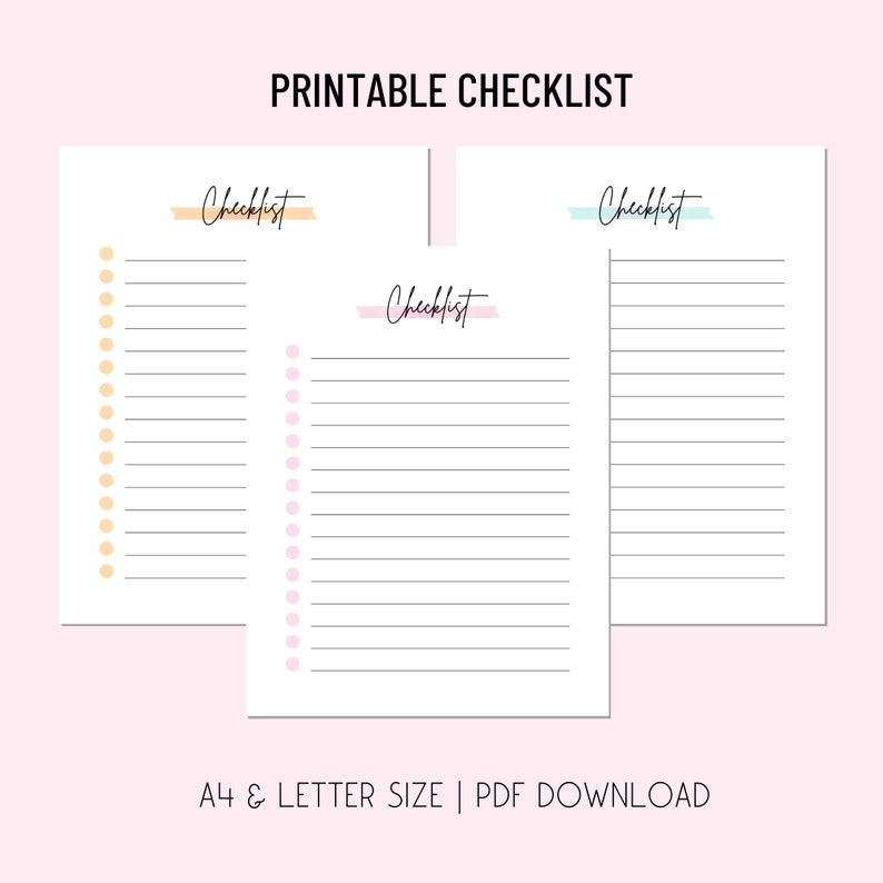 Printable Checklist To-do List Printable Daily Tracker Planner ...