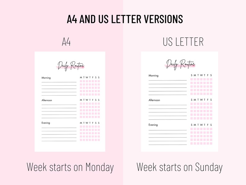 Cute Daily Routine Printable Daily Habit Tracker Morning, Afternoon and ...
