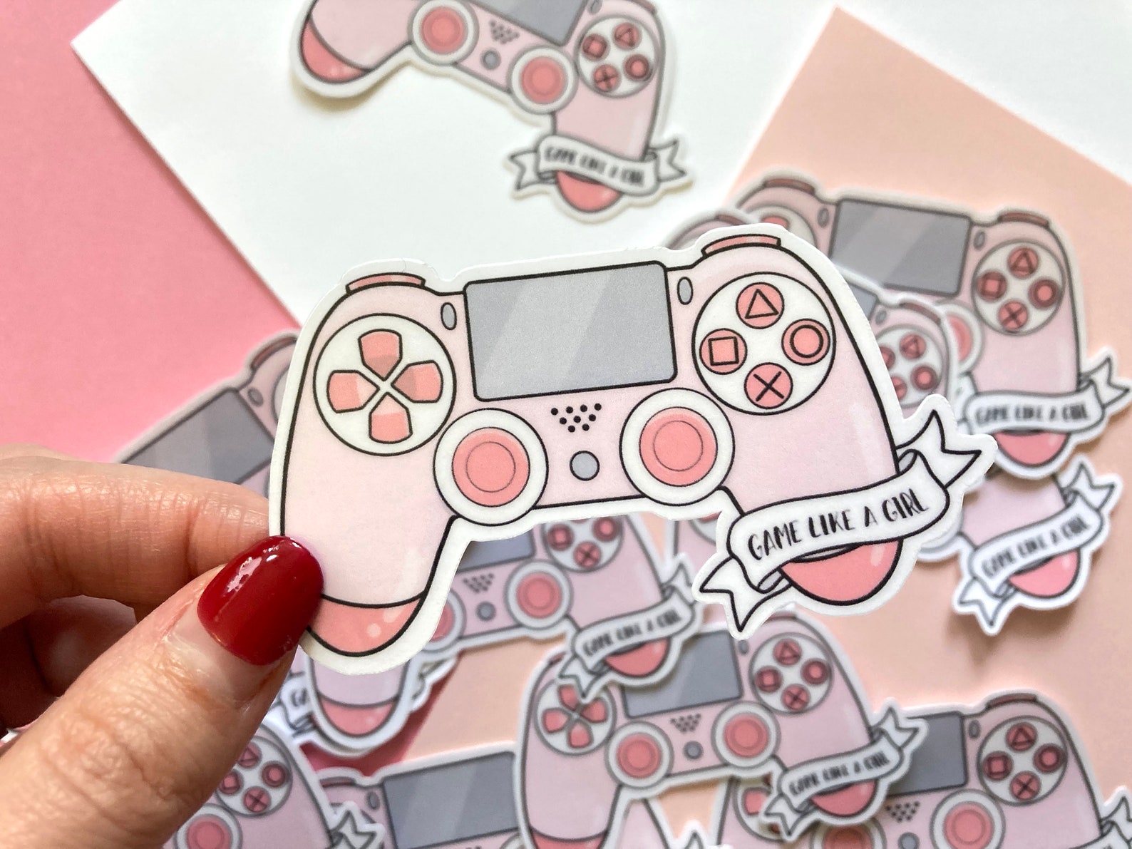 Cute Pink Gaming Controller Game Like a Girl Sticker | Cute Gamer ...