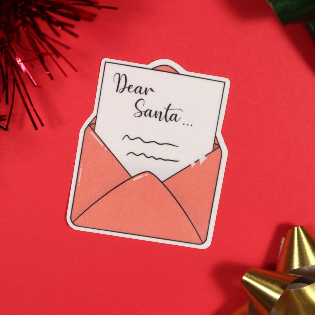 Dear Santa Letter in Envelope Sticker | Christmas Waterproof Laminated ...