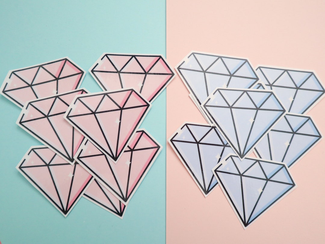 Pink and Blue Diamond Stickers | Waterproof Laminated Vinyl Die Cut ...