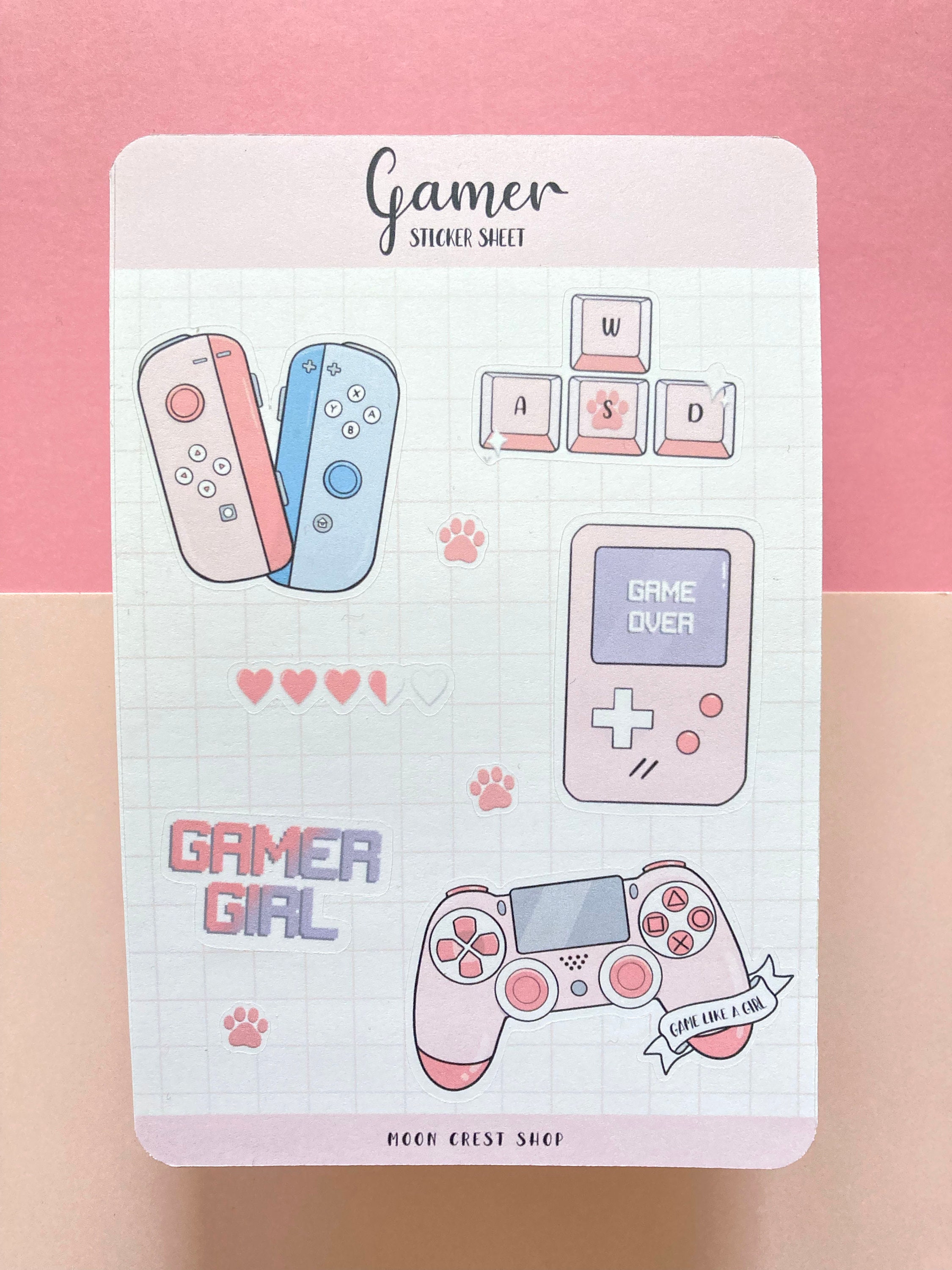 Gamer Cute Aesthetic Sticker Sheet Pink Pastel Bullet - Etsy