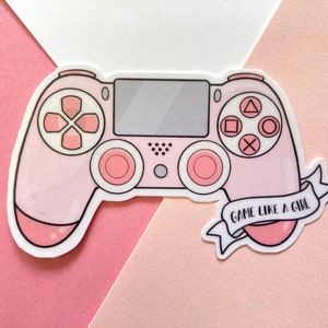 Cute Pink Gaming Controller Game Like a Girl Sticker | Cute Gamer ...